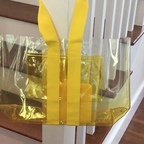 Bags | New Cute Yellow See Through Plastic Bag With Plastic Pouch ...